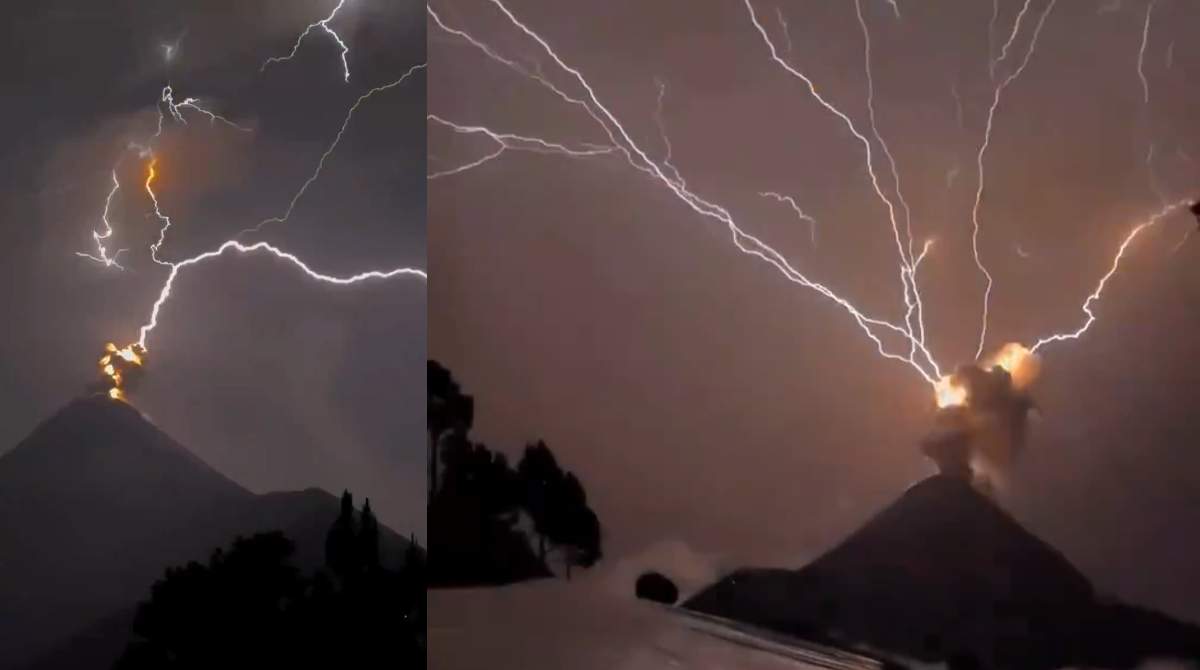 Impresionantes imágenes del rayo que impactó sobre erupción del Volcán ...